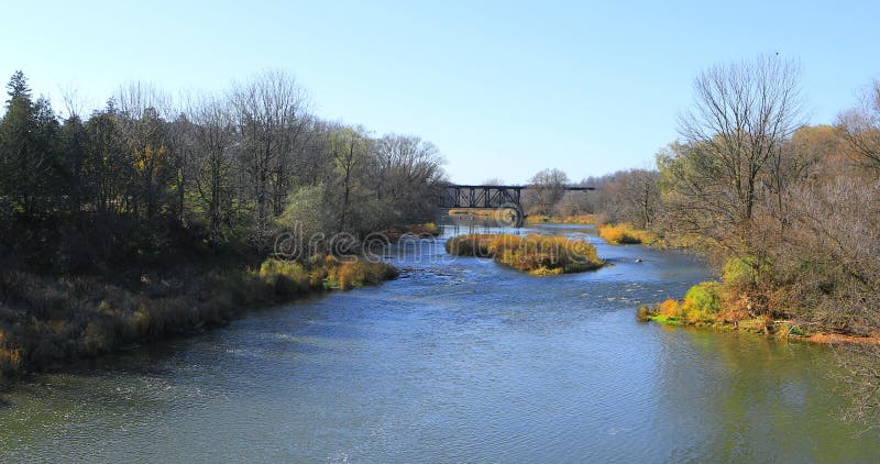 View of the Conestoga River in St Jacobs, Ontario, Canada Stock Photo ...