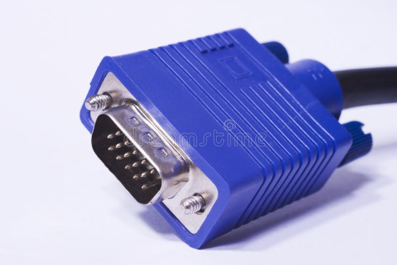 Conector azul del monitor foto de archivo. Imagen de contacto - 18891740
