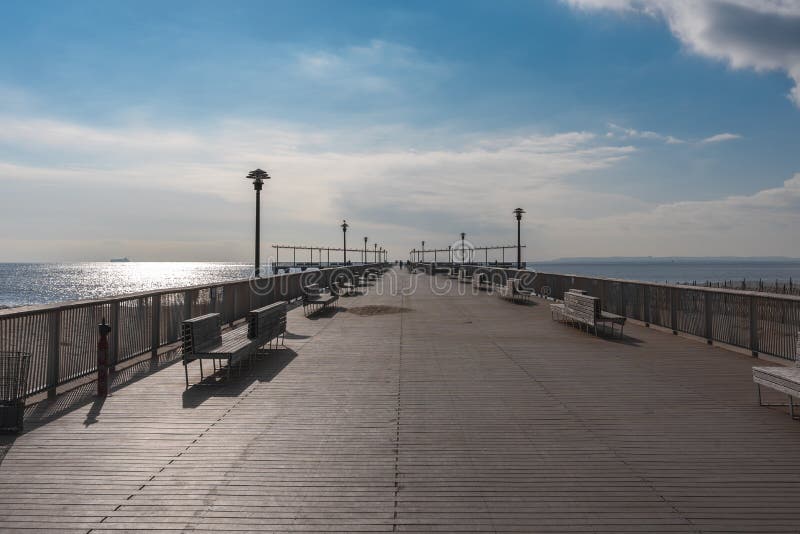 Coney Island Pier stock image. Image of light, jetty - 164848379