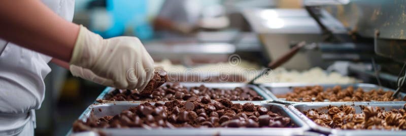 Confectioners Working on the Production of Various Sweets. Stock ...