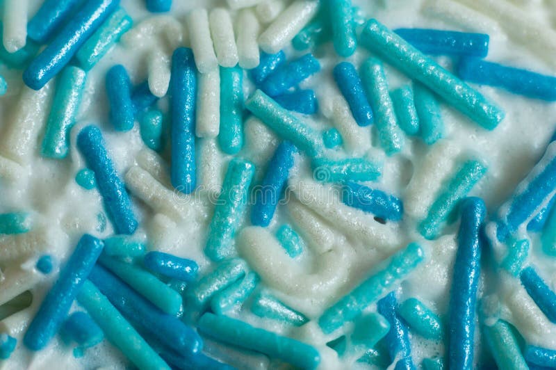 Confectionery Multi-colored Decorative Topping on Icing Cake Stock ...