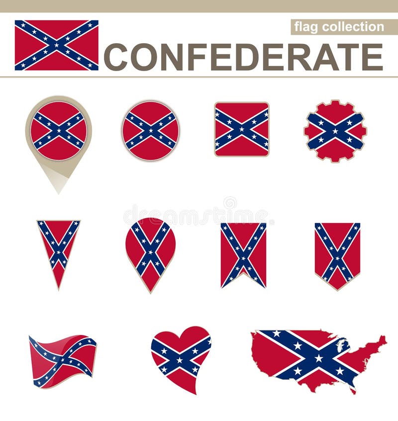 Confederate Flag Collection Stock Vector - Illustration of history ...