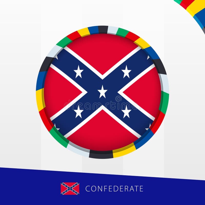 Confederate Flag with Colorful Circle Border Stock Vector ...
