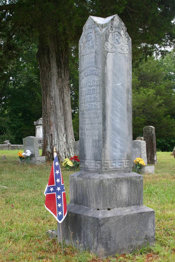 Confederate Flag On Headstone Stock Image - Image of flag, graveyard ...