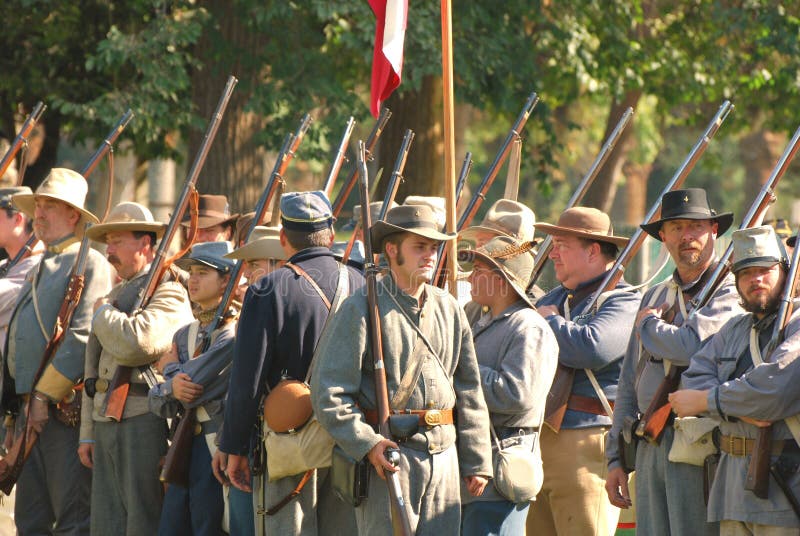Confederate Soldiers Stand in Review before Battle Editorial Photo ...