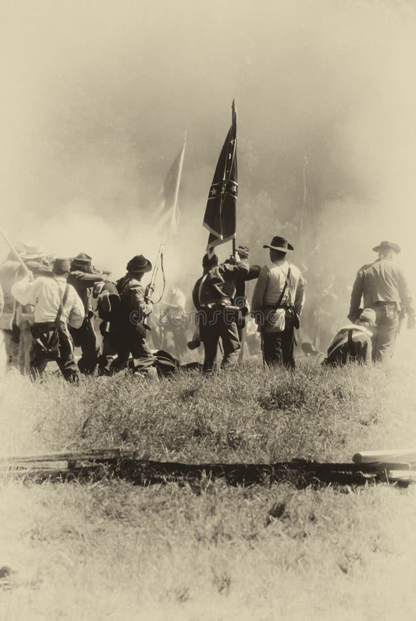 Confederates Defend the Flag Stock Photo - Image of military, union ...