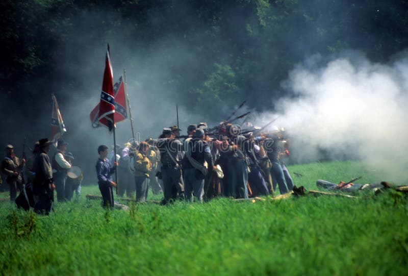 Confederates Volley Fire on Advancing Union Soldiers, Editorial Image ...