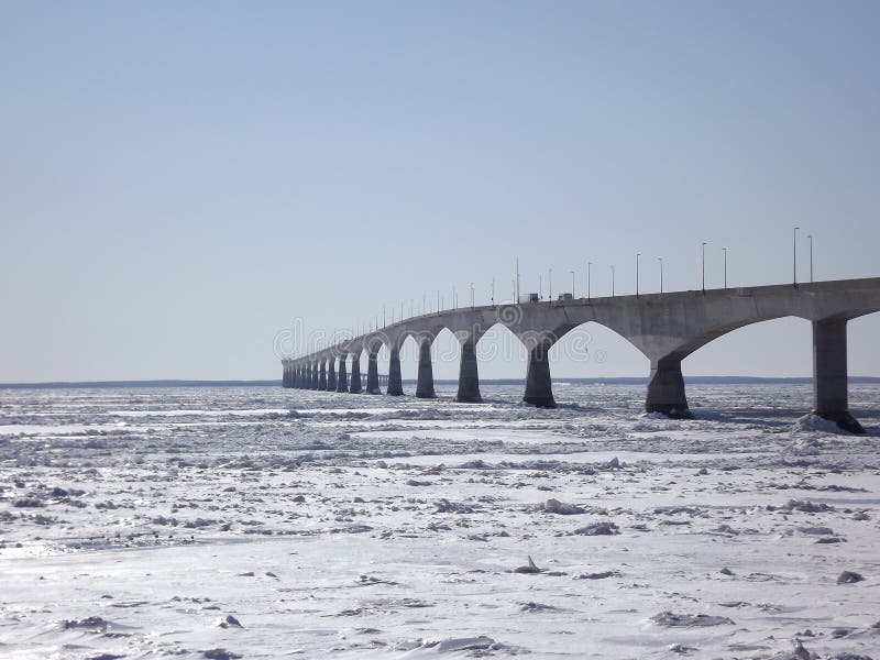 Confederation Bridge in Winter Stock Image - Image of edward, island ...
