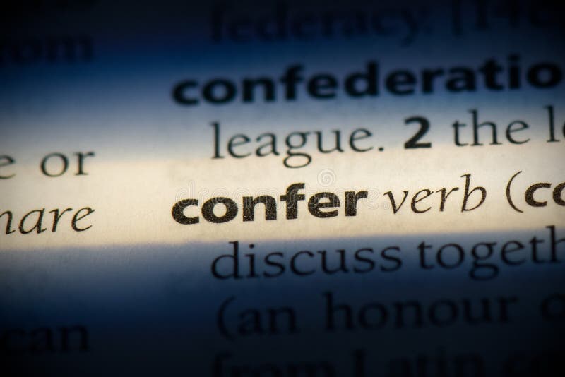 Confer stock photo. Image of writing, page, word, reference - 161392940