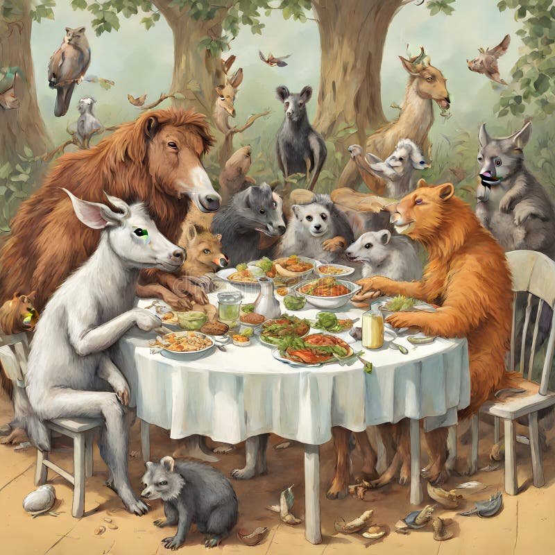 Conference of Animals, Ai-generatet Stock Illustration - Illustration ...