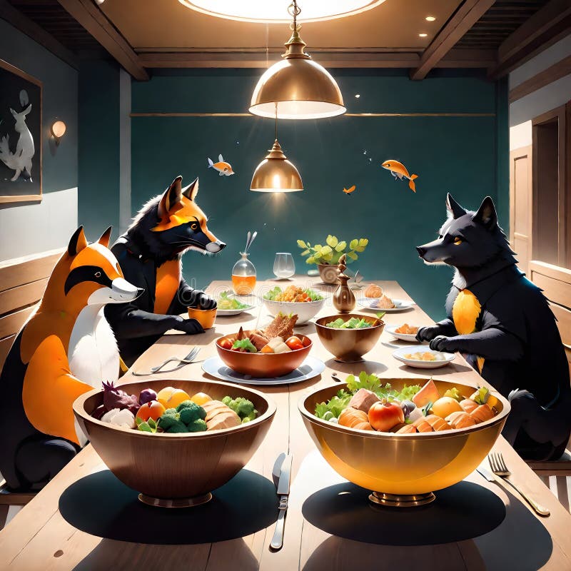 Conference of Animals, Ai-generatet Stock Illustration - Illustration ...