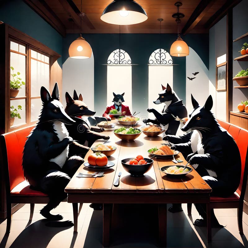 Conference of Animals, Ai-generatet Stock Illustration - Illustration ...