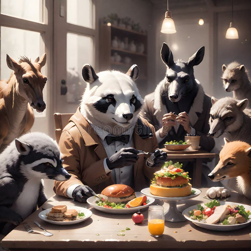 Conference of Animals, Ai-generatet Stock Illustration - Illustration ...