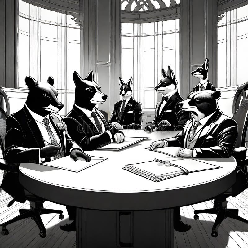Conference of Animals, AI-generatet Stock Illustration - Illustration ...