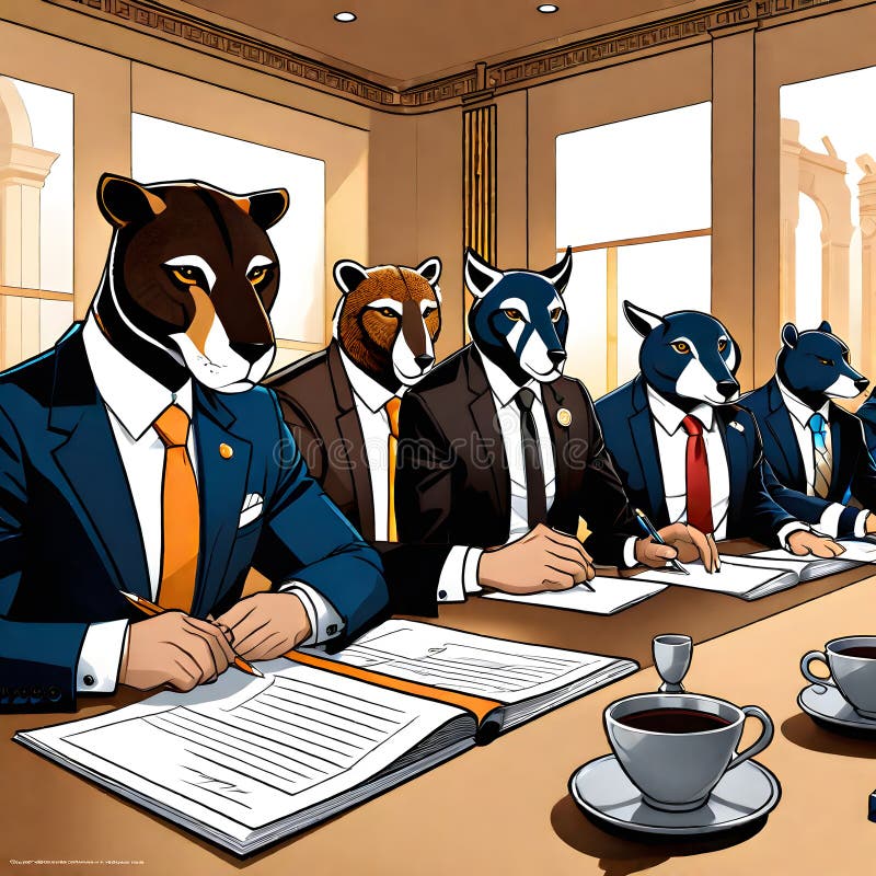 Conference of Animals, AI-generatet Stock Illustration - Illustration ...
