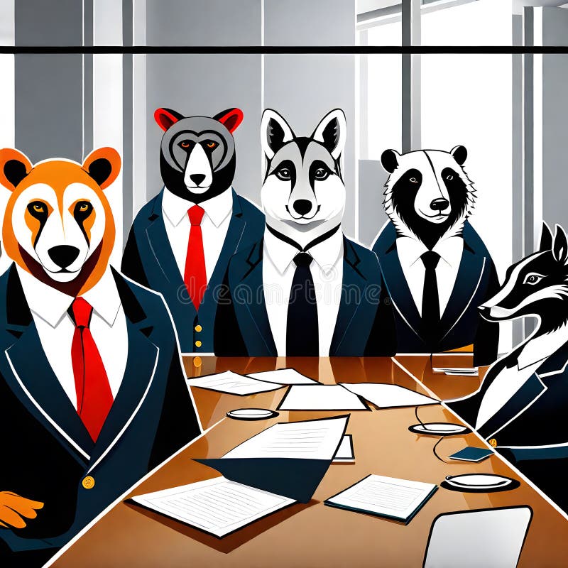 Conference of Animals, AI-generatet Stock Illustration - Illustration ...