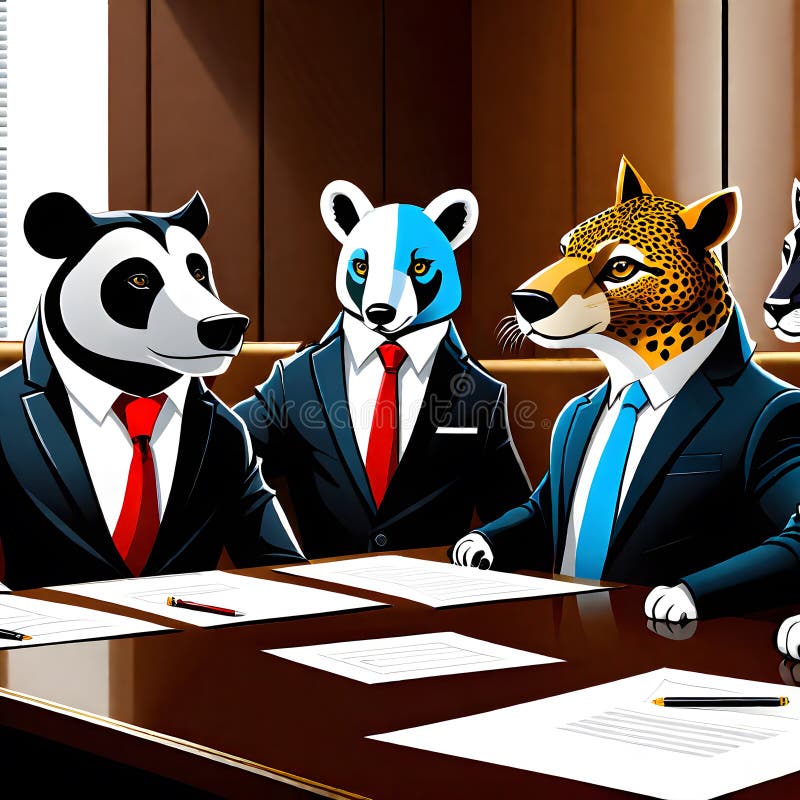 Conference of Animals, AI-generatet Stock Illustration - Illustration ...