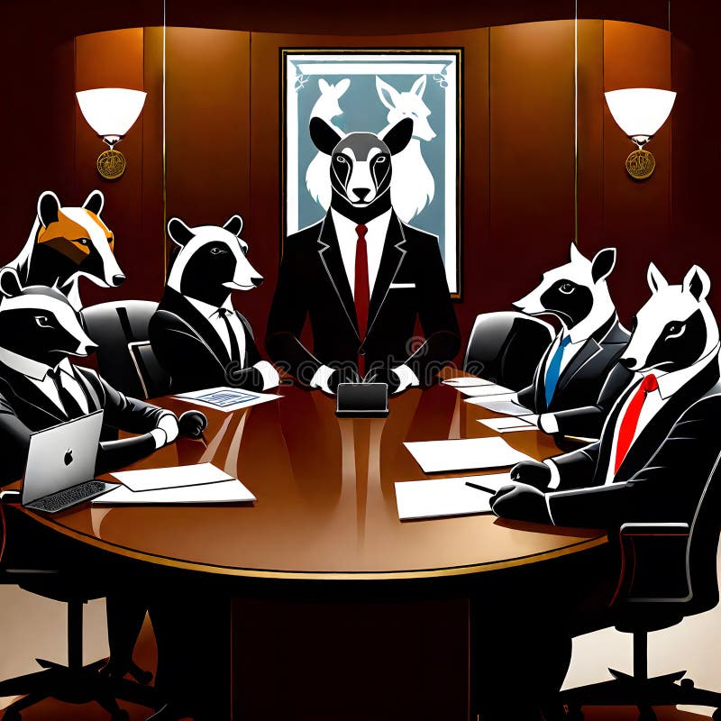 Conference of Animals, AI-generatet Stock Illustration - Illustration ...