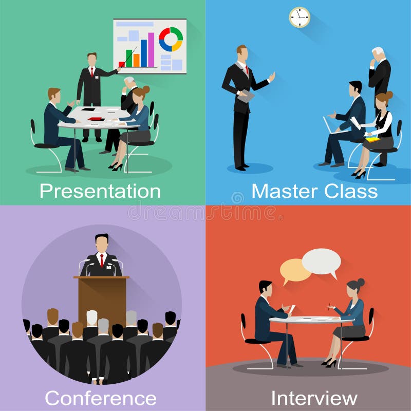 Conference Banner Set with Business Concept Stock Vector - Illustration ...