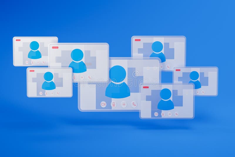 Conference Call Concept Over Blue Background Stock Illustration ...