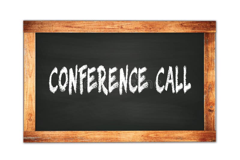 CONFERENCE CALL Text Written on Wooden Frame School Blackboard Stock ...