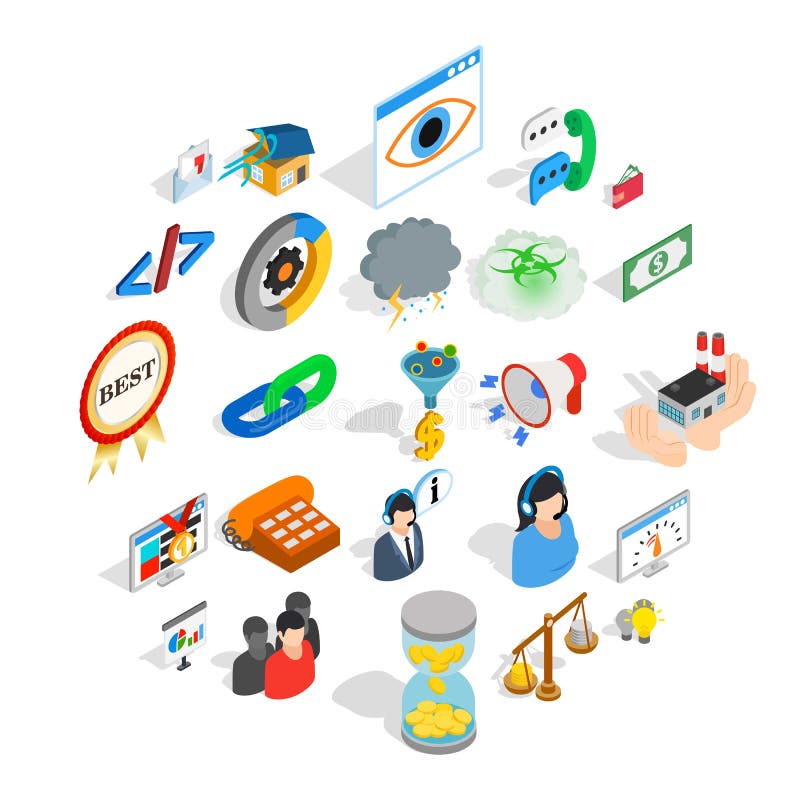 Conference Center Icons Set, Isometric Style Stock Vector ...