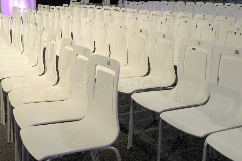 Conference Charis in a Row with Numbers Stock Photo - Image of event ...