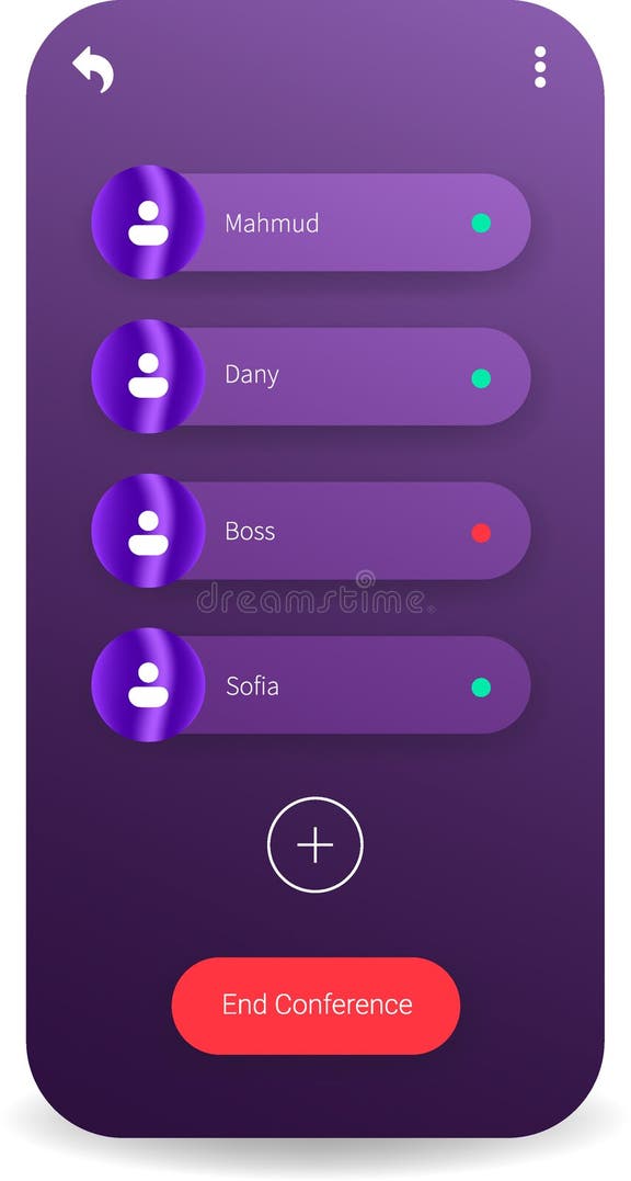 Conference Chat Template with User Status Indicators in Dark Purple ...