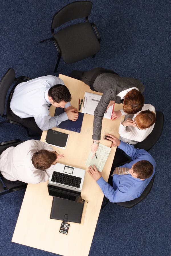 Conference, Group of Five Business People Stock Photo - Image of coffee ...