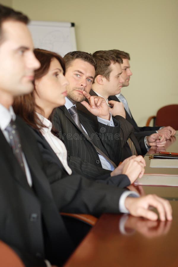 Conference, Group of Five Business People Stock Photo - Image of coffee ...