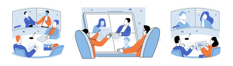 Conference Group Meeting. Flat Design Elements Create Modern and ...