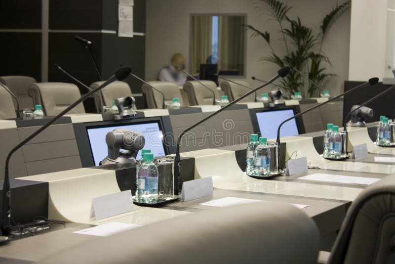 Conference Hall. Convention Center with Podium. Professional Meeting ...