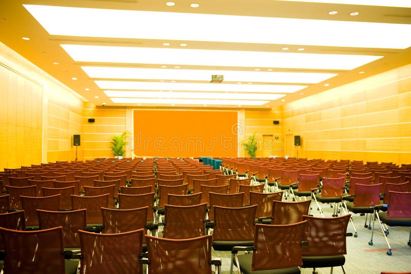 Conference Room with Theater Seating Stock Image - Image of room, table ...