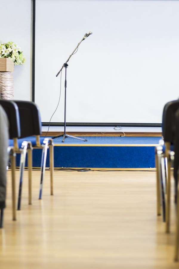Conference Hall with Chairs in Front of Stage with Screen Stock Photo ...