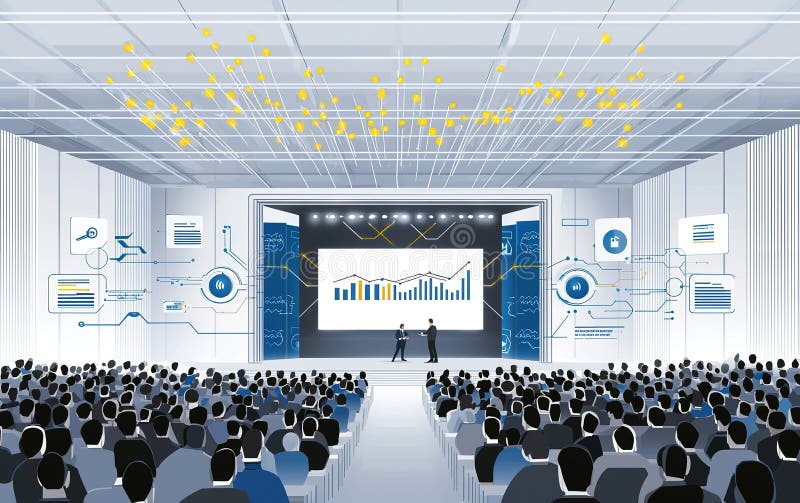 Conference Hall Filled with Attendees Observing a Presentation on Data ...