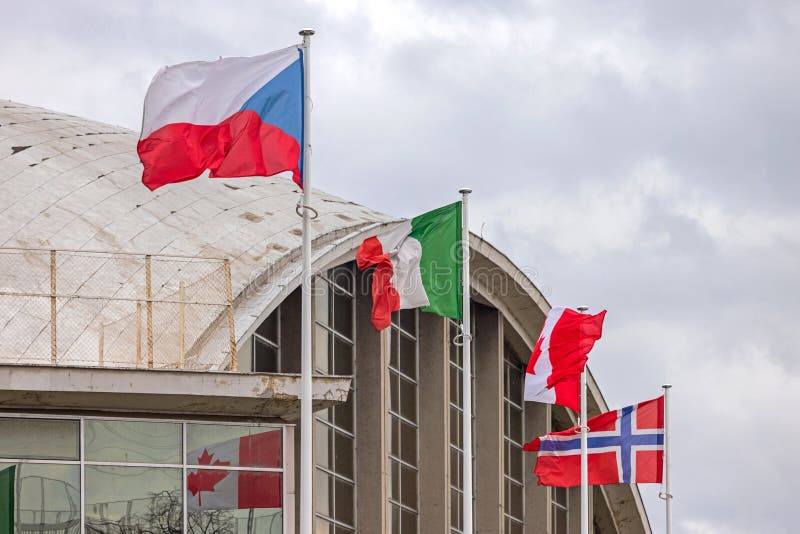 Conference Hall Flags stock image. Image of pole, summit - 279037221