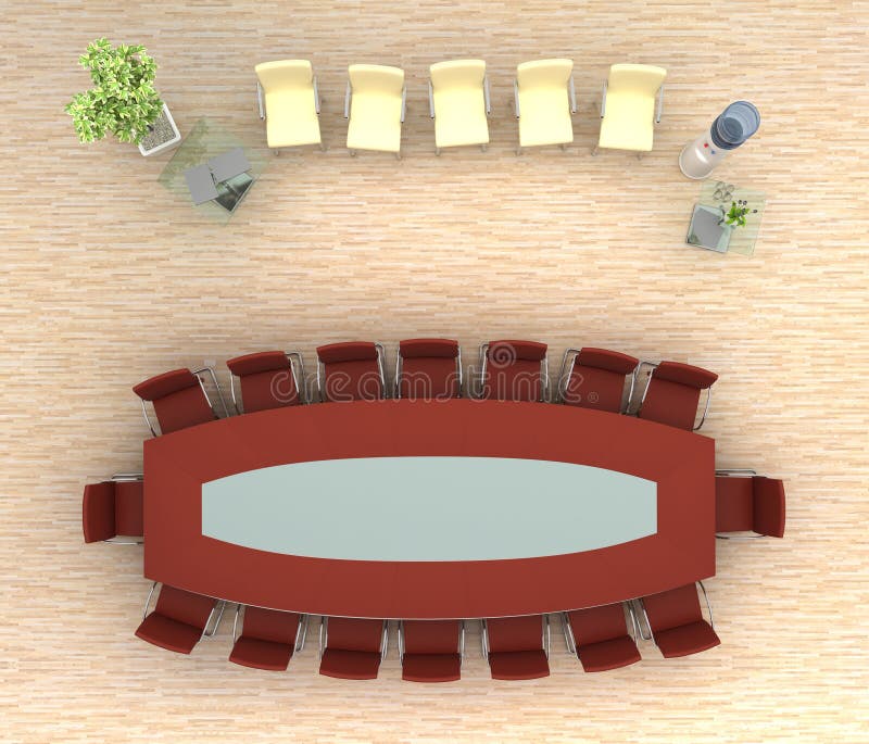 Conference Table Top View Isolated on White 3d Rendering Stock ...