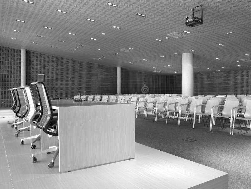 Conference Hall with Presidential Table and Chairs. Stock Image - Image ...