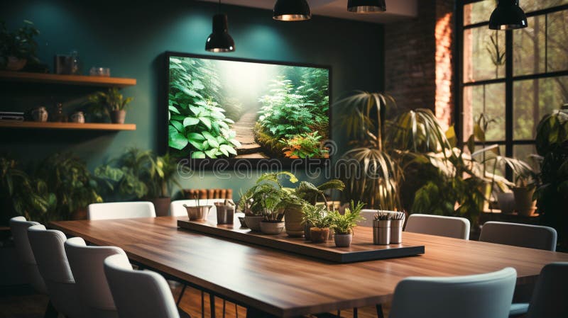 Conference Hall Room with Projector Monitor for Presentations Stock ...