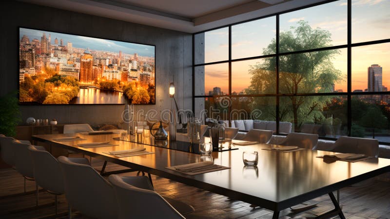 Conference Hall Room with Projector Monitor for Presentations Stock ...