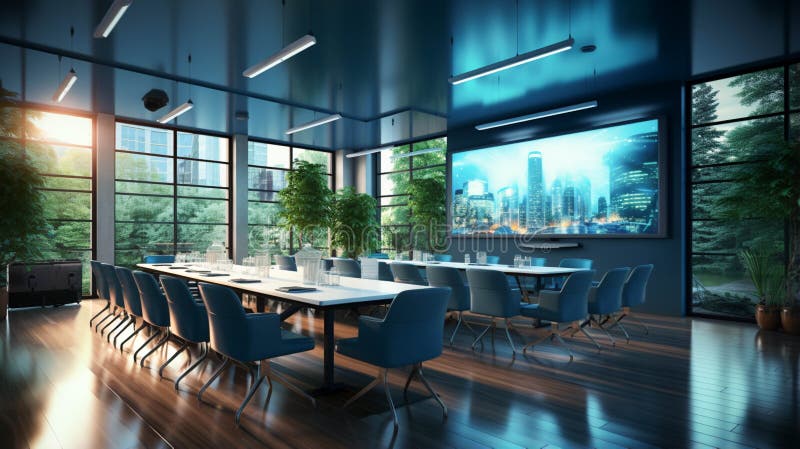 Conference Hall Room with Projector Monitor for Presentations Stock ...