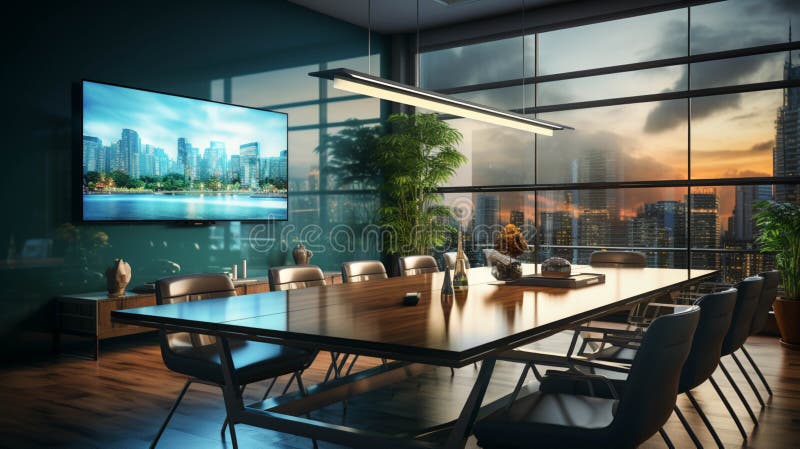 Conference Hall Room with Projector Monitor for Presentations Stock ...