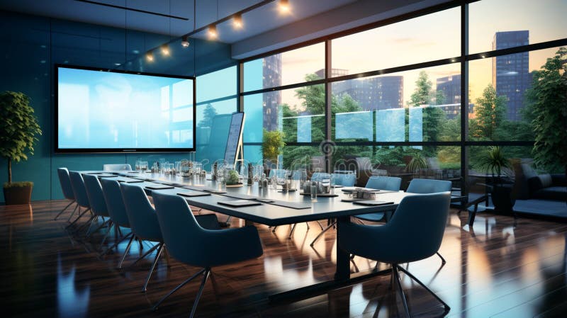 Conference Hall Room with Projector Monitor for Presentations Stock ...