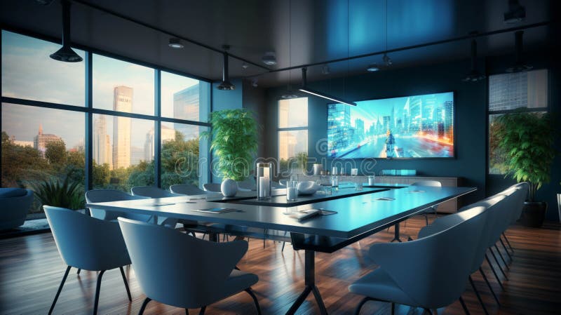 Conference Hall Room with Projector Monitor for Presentations Stock ...