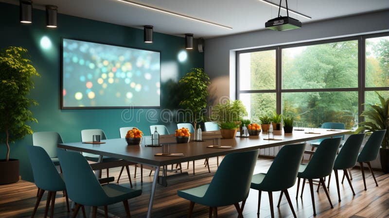 Conference Hall Room with Projector Monitor for Presentations Stock ...