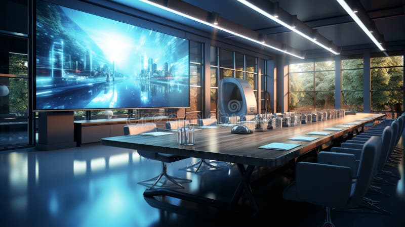 Conference Hall Room with Projector Monitor for Presentations Stock ...