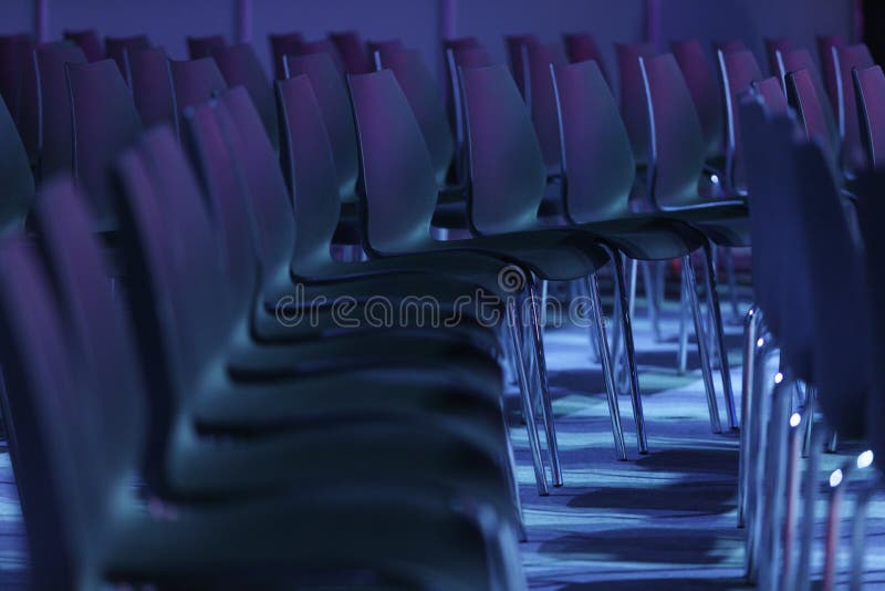Conference Hall or Seminar Room, Empty Seat in Auditorium or Hall or ...