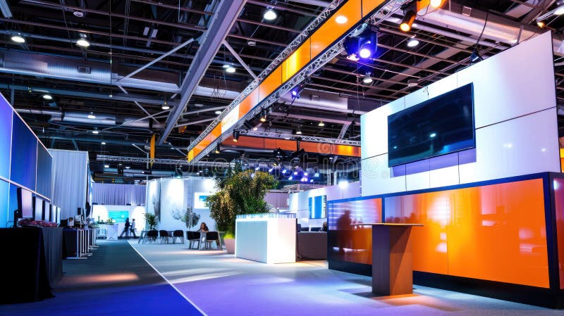 A Conference Hall Setup for a Technology Conference, with Booths ...