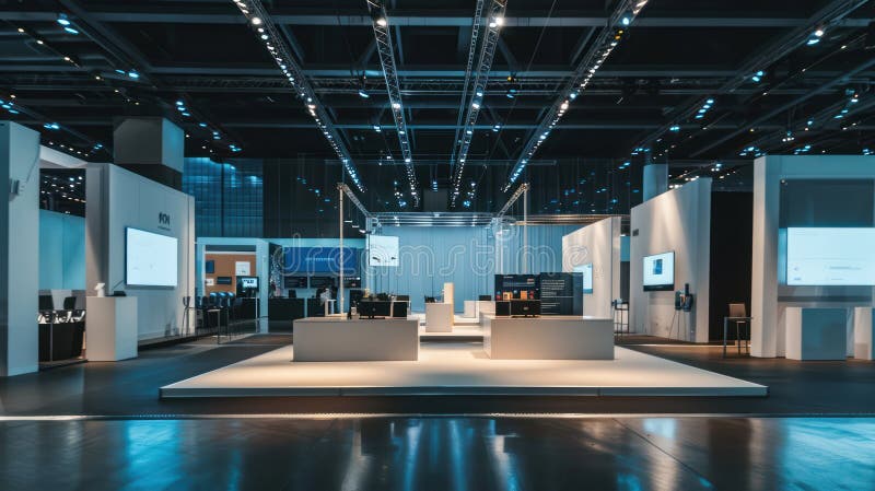 A Conference Hall Setup for a Technology Conference, with Booths ...