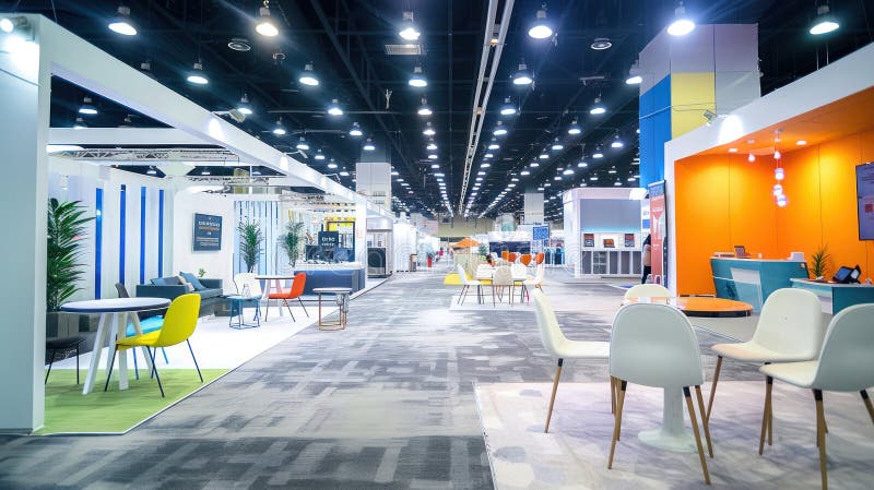A Conference Hall Setup for a Technology Conference, with Booths ...